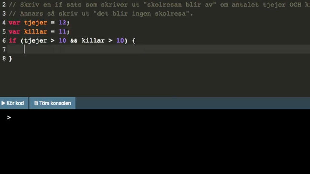 If satser och logiska operationer som och && samt eller || (javascript) If satser och logiska operationer som och && samt eller || (javascript)